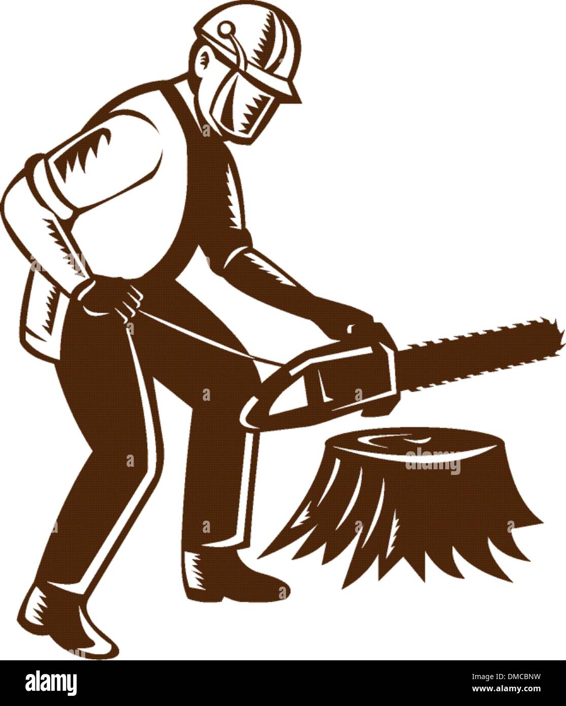 Arborist cutting tree Stock Vector Images - Alamy