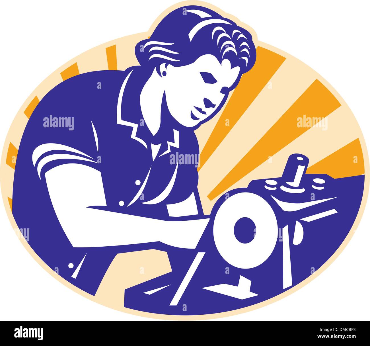 Female Machinist Seamstress Worker Sewing Machine Stock Vector Image ...