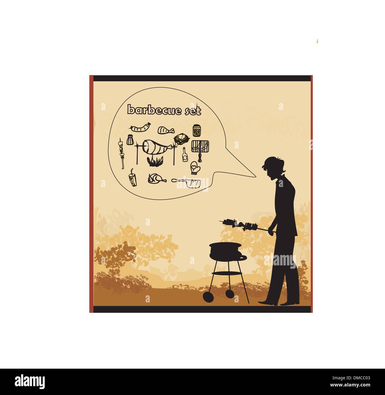 Barbecue grill fire on Stock Vector Images - Alamy