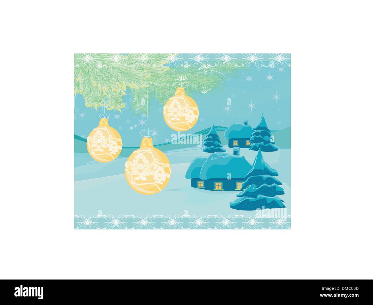 Winter village night Cut Out Stock Images & Pictures - Alamy