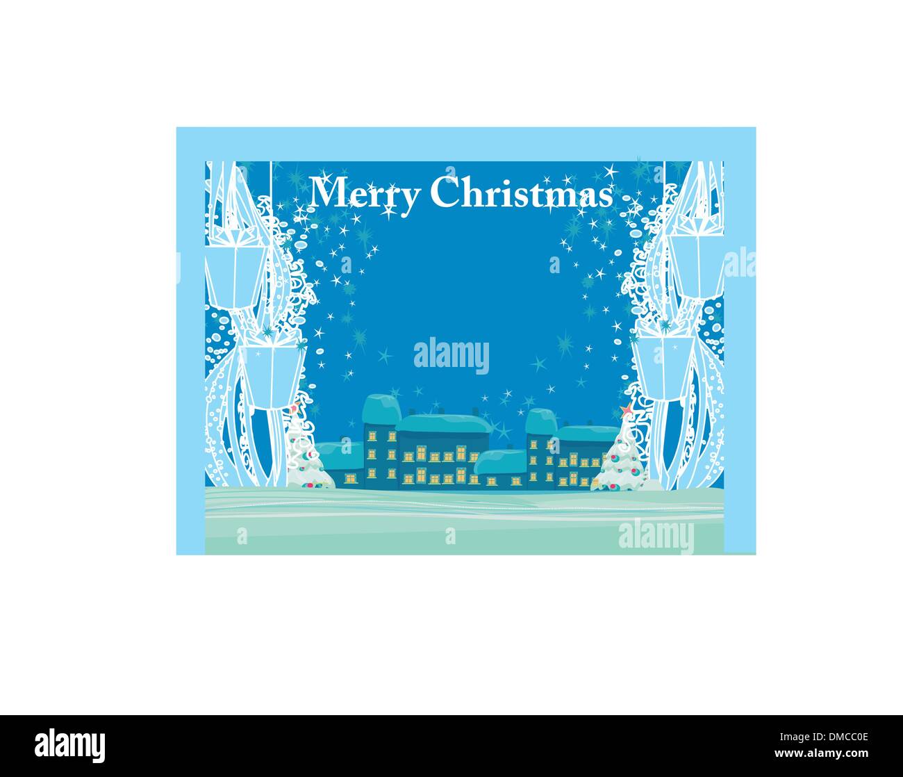 Winter village night Cut Out Stock Images & Pictures - Alamy