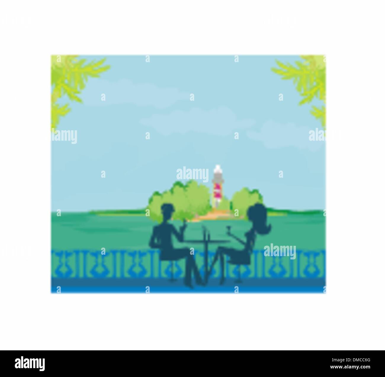 Happy woman on ocean Stock Vector Images - Alamy