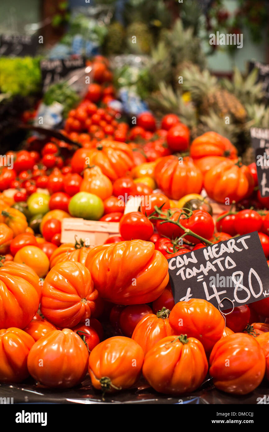 Cow heart tomatoes for sale at Borough Market, London, UK Stock Photo ...