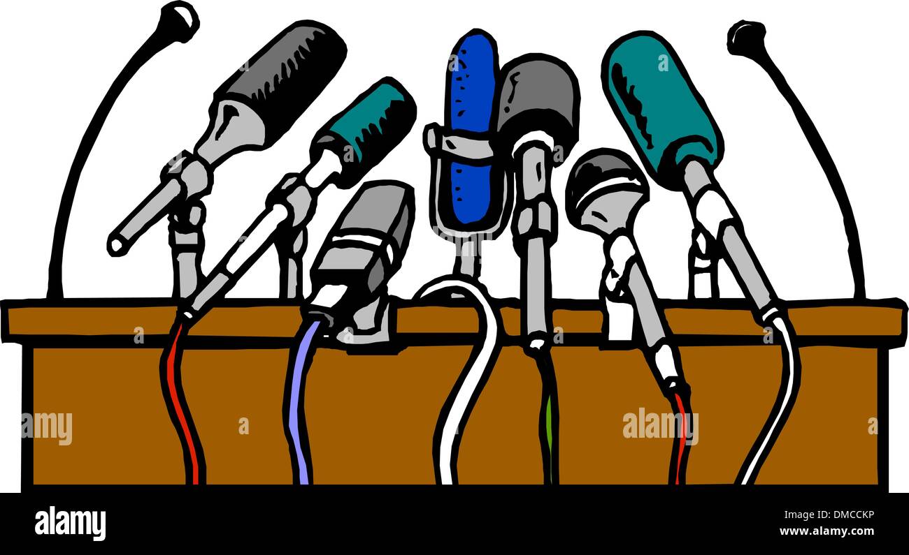 Conference table microphones office chairs Stock Vector Images - Alamy