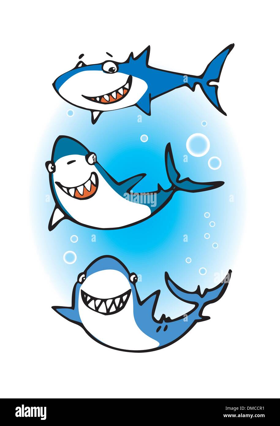 Three happy sharks Stock Vector Image & Art - Alamy