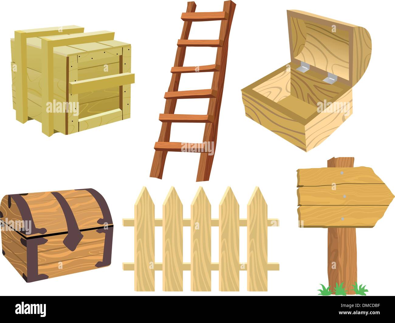 Set of wooden objects Stock Vector Image & Art - Alamy