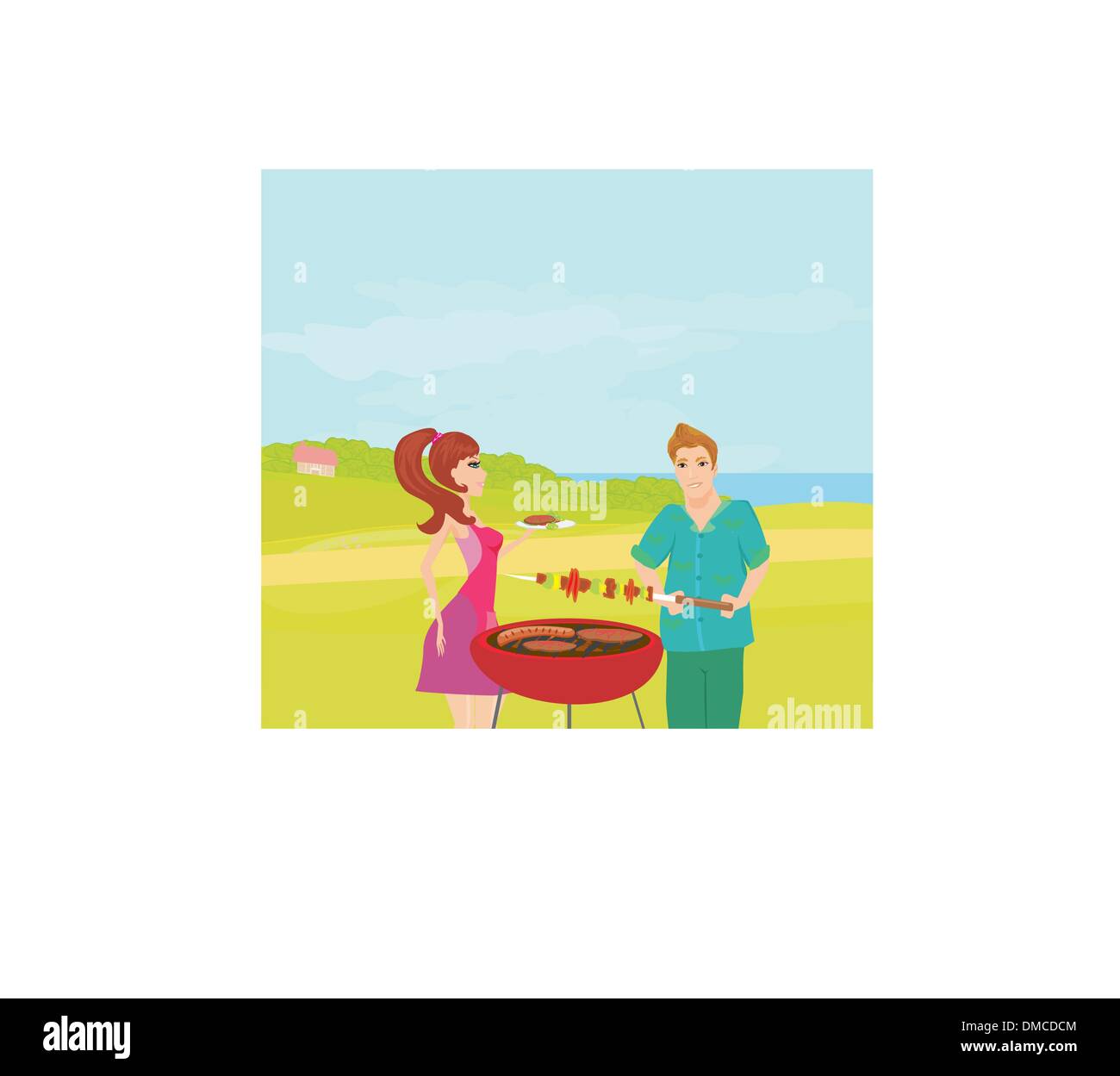 Barbecue people smiling Stock Vector Images - Alamy