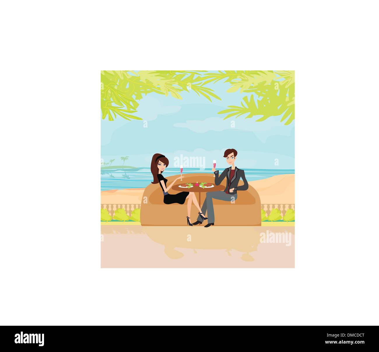 Happy woman on ocean Stock Vector Images - Alamy