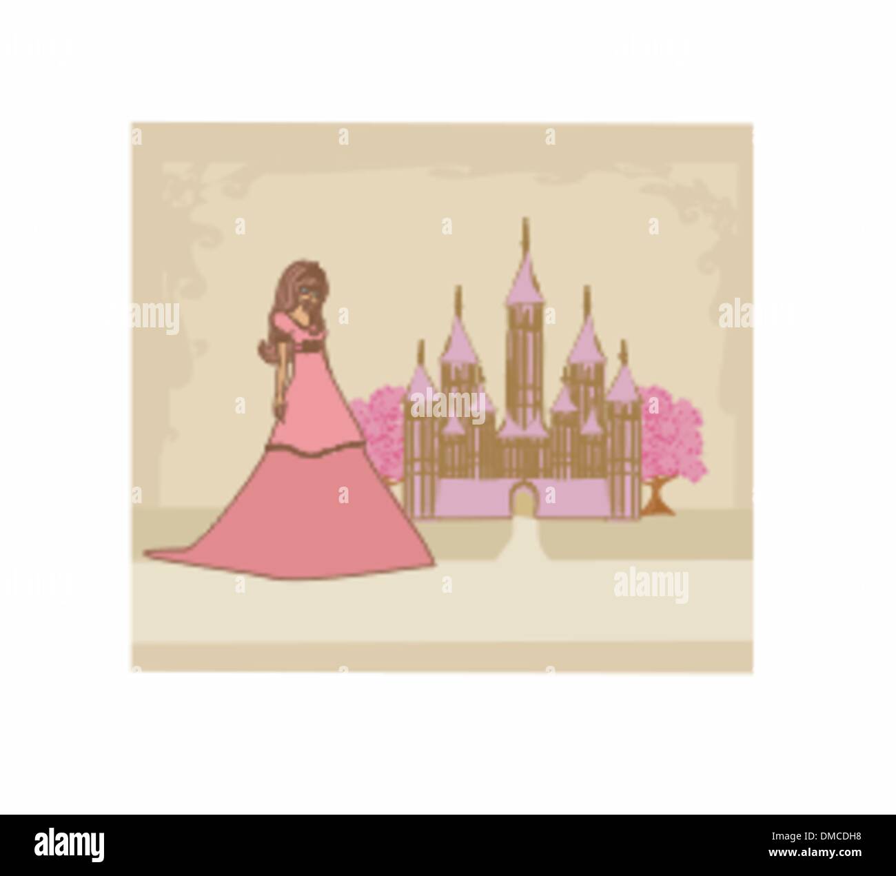 Beautiful young princess in front of her castle Stock Vector Image ...
