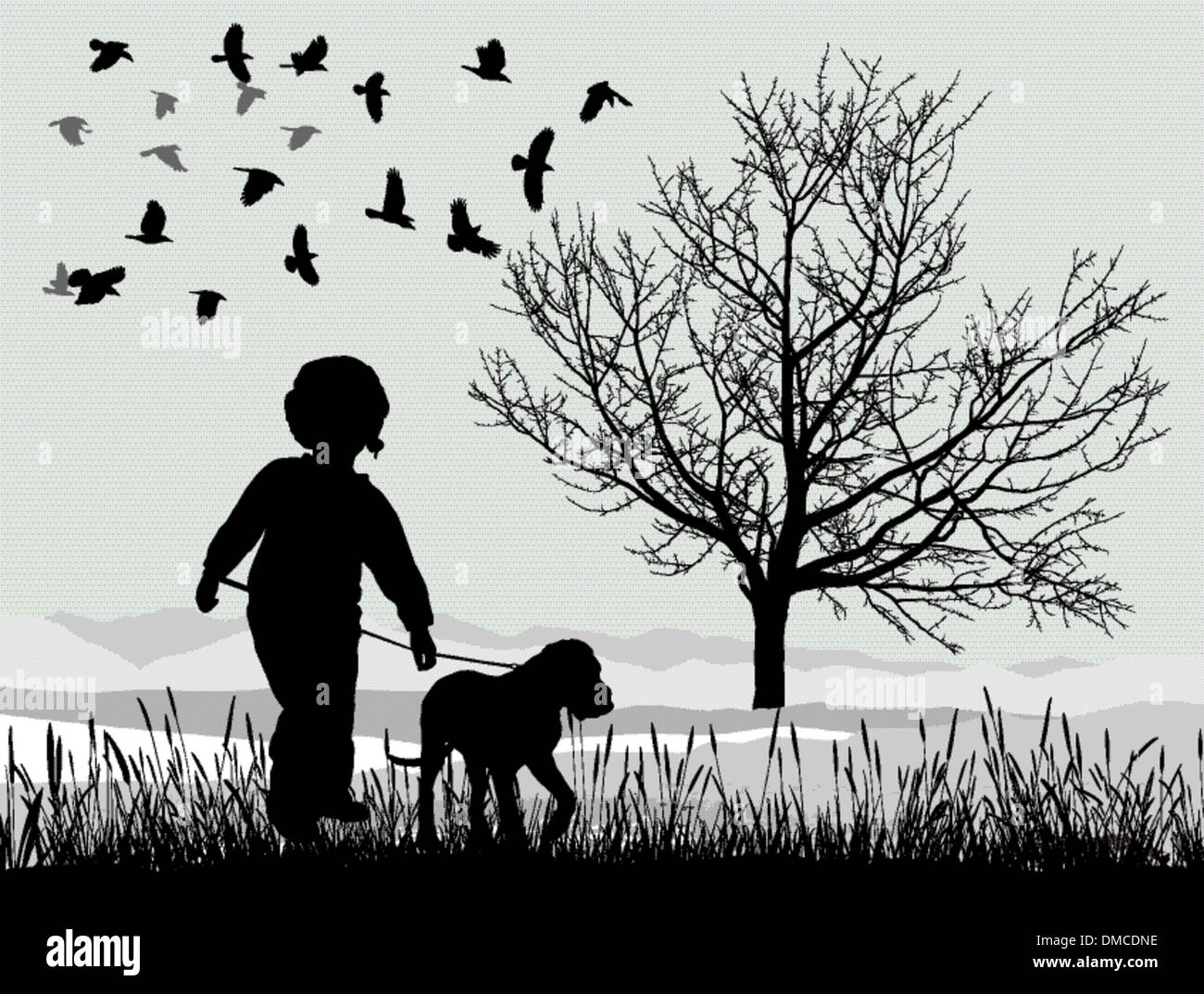 Dog in winter Stock Vector Images - Alamy