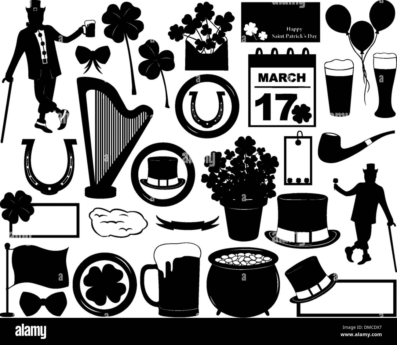 Shamrock isolated saint patrick Black and White Stock Photos & Images ...