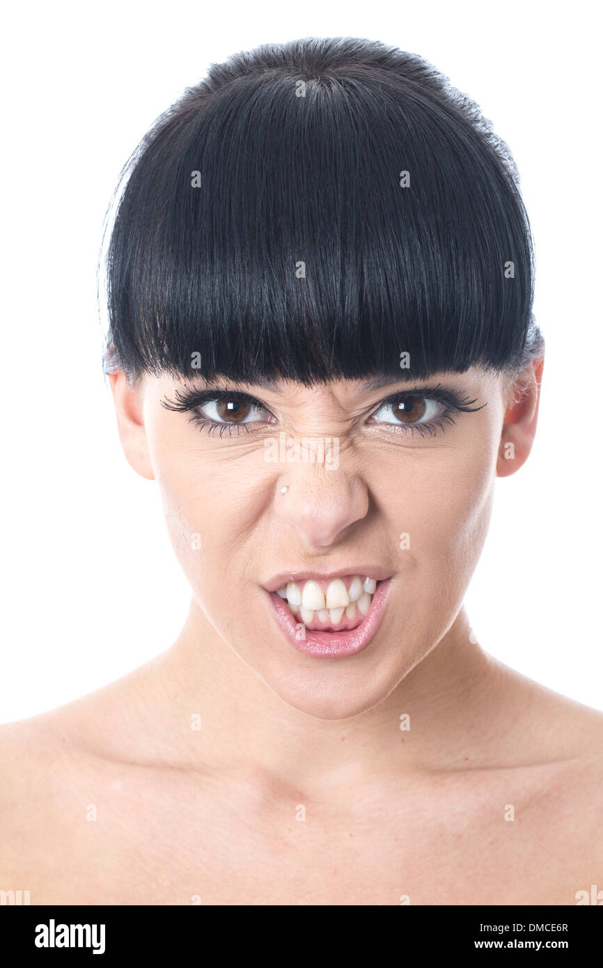 Angry woman face close up hi-res stock photography and images - Alamy