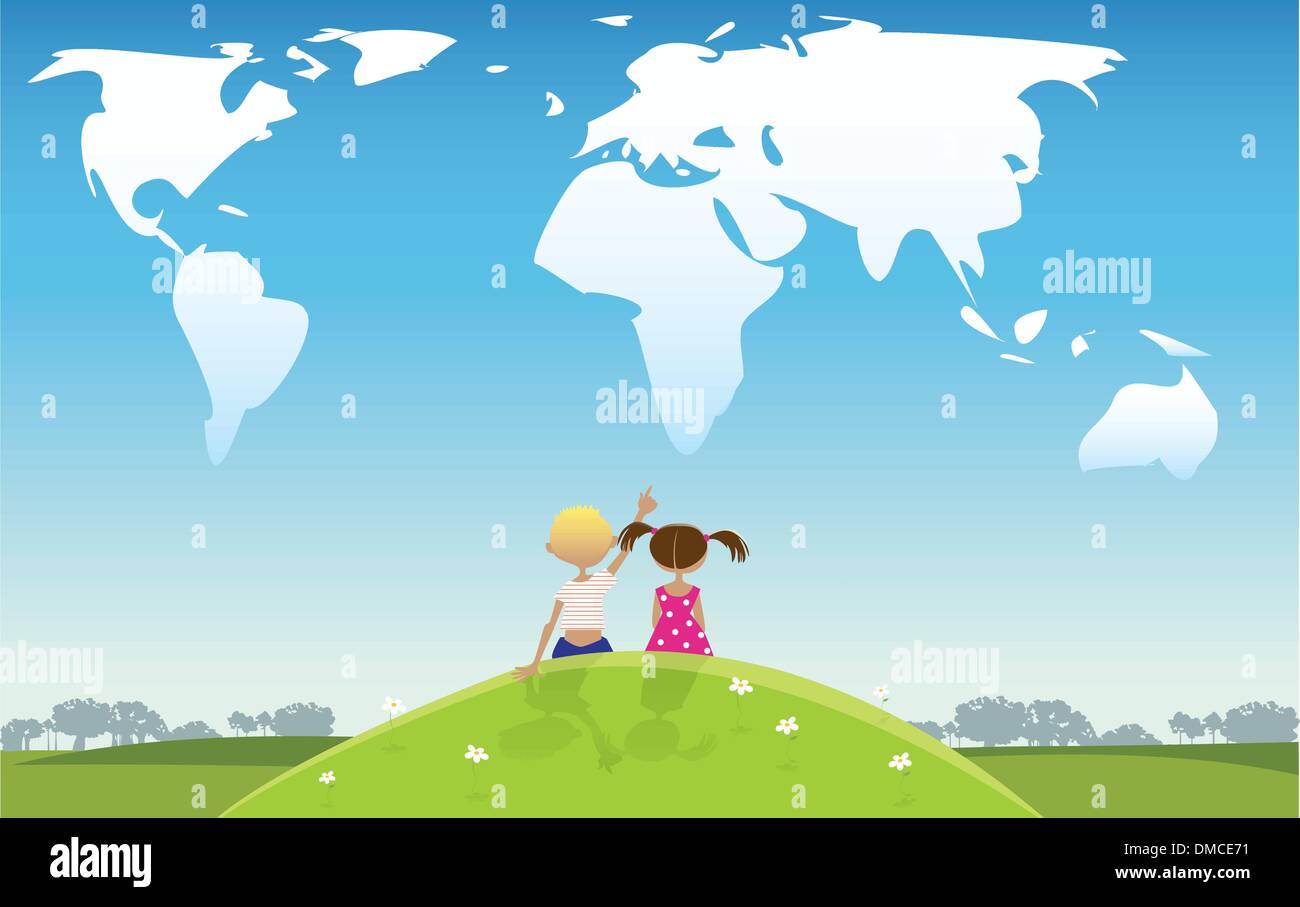 Kids looking at clouds Stock Vector Image & Art - Alamy
