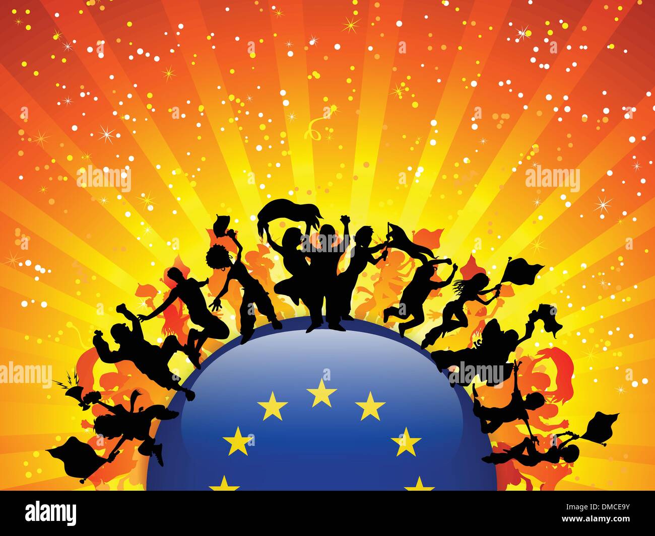 Europe Sport Fan Crowd with Flag Stock Vector Image & Art - Alamy