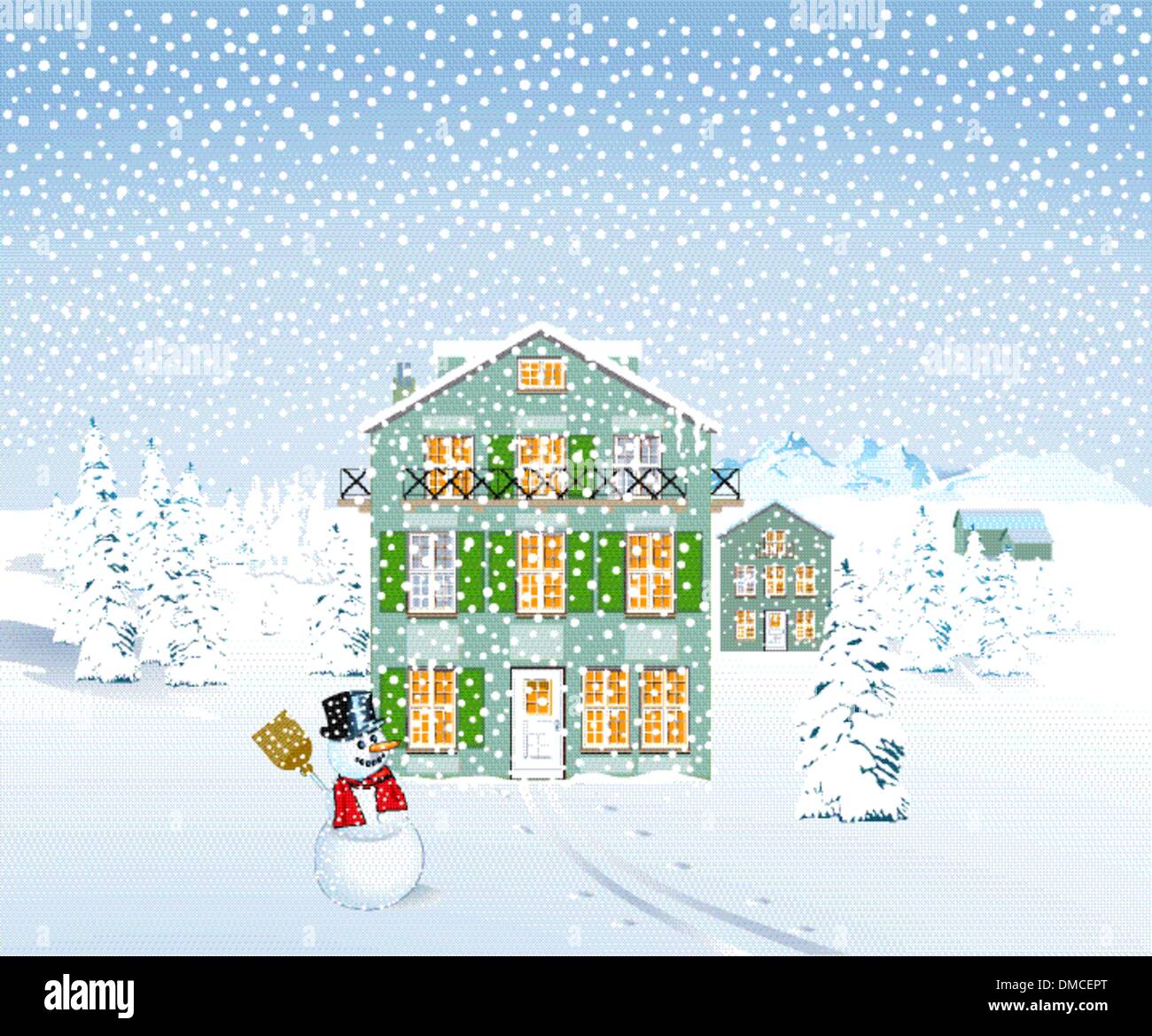 Landscape snow houses Stock Vector Images - Alamy