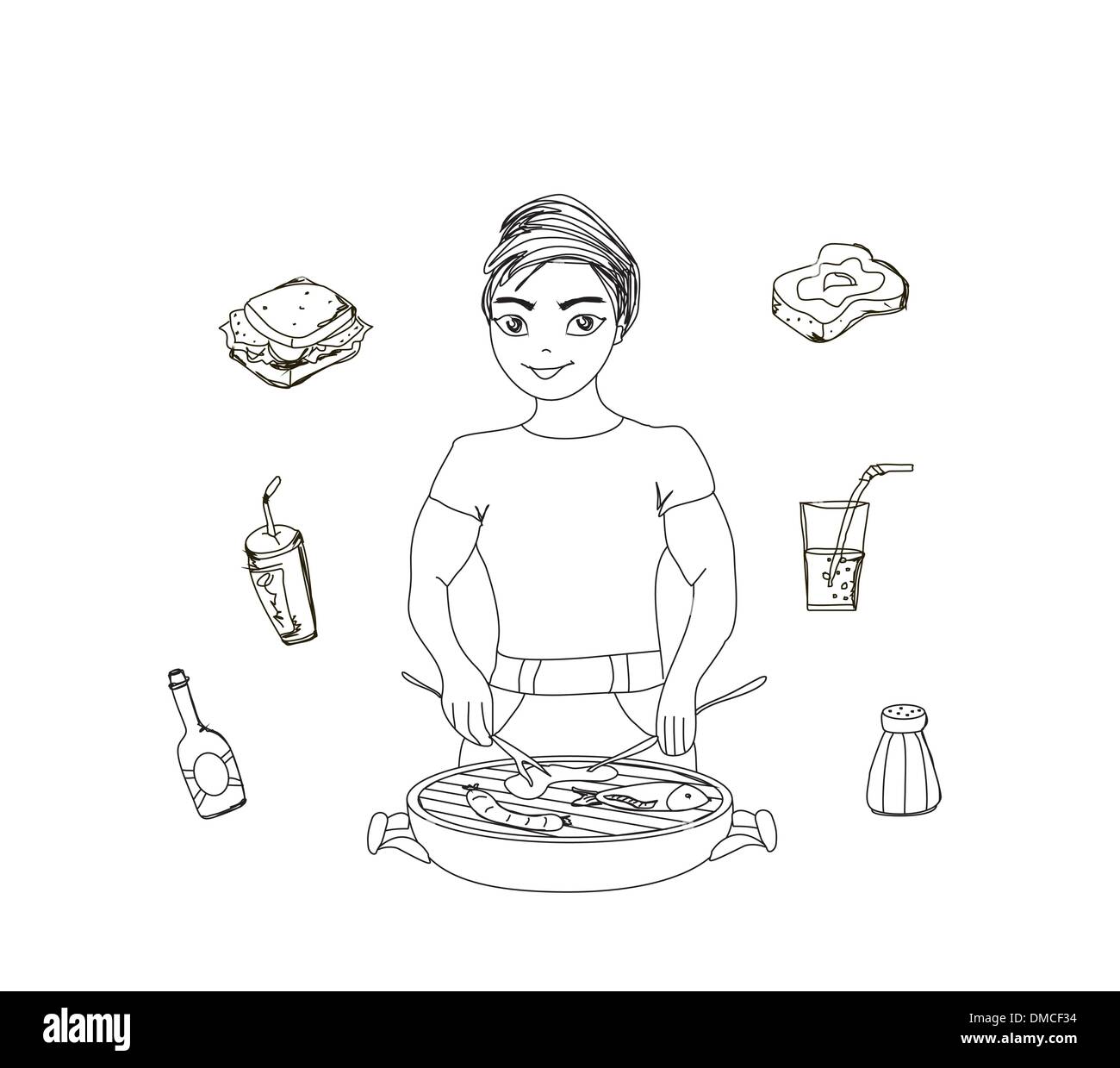 Man cooking fire in Stock Vector Images - Alamy