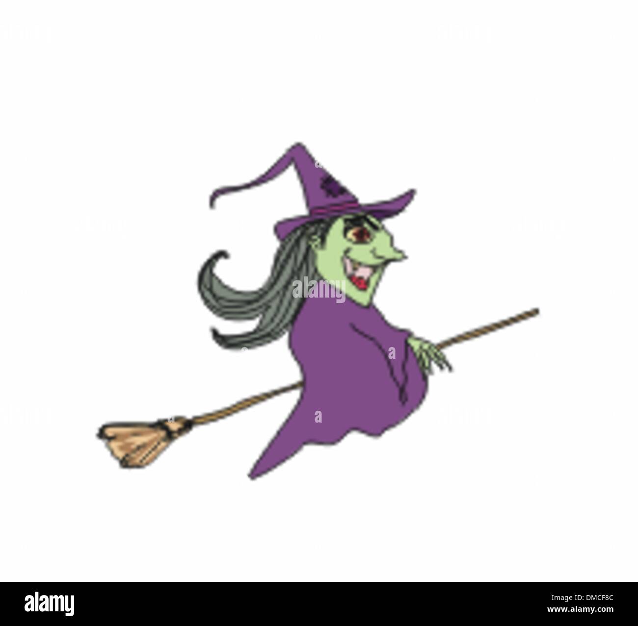 Witch flying on a broom Stock Vector Image & Art - Alamy