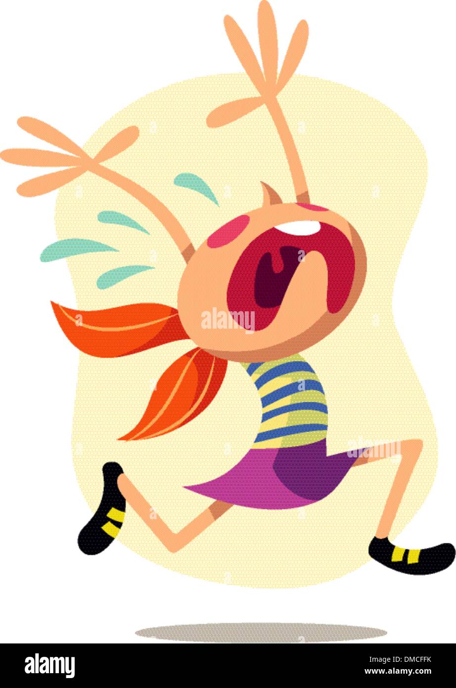 A vector illustration of a girl running and crying Stock Vector Image ...