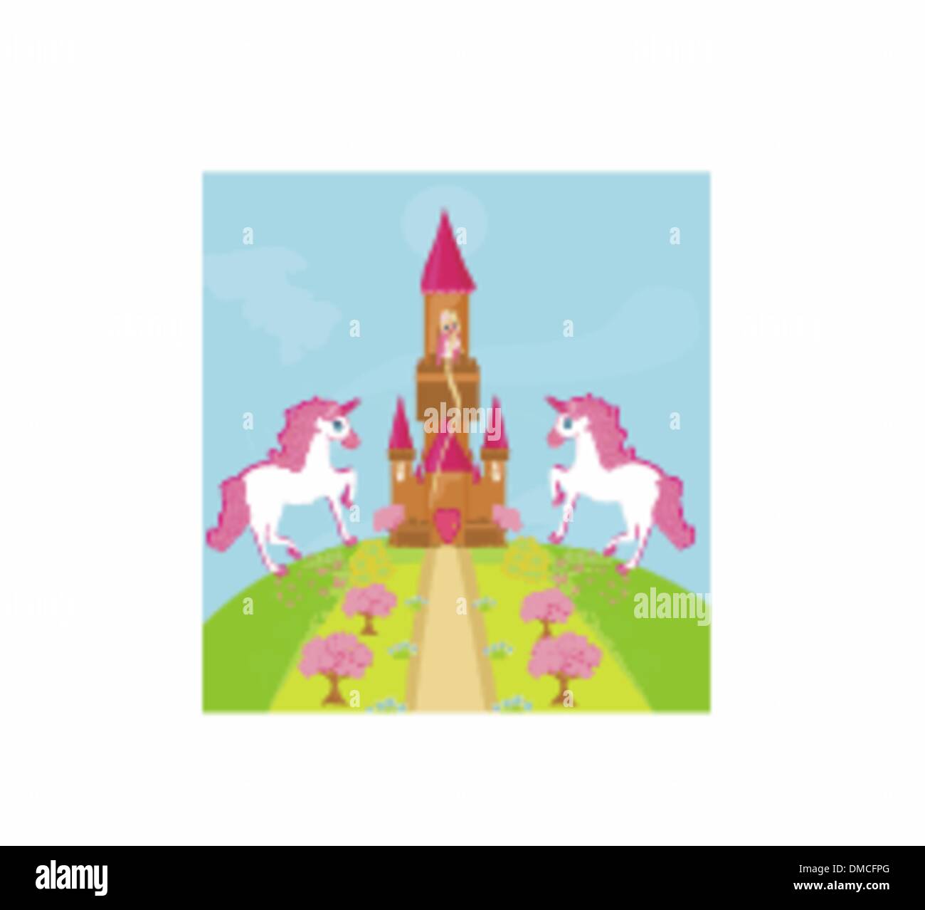 Illustration of princess in tower waiting for Prince Stock Vector Image ...