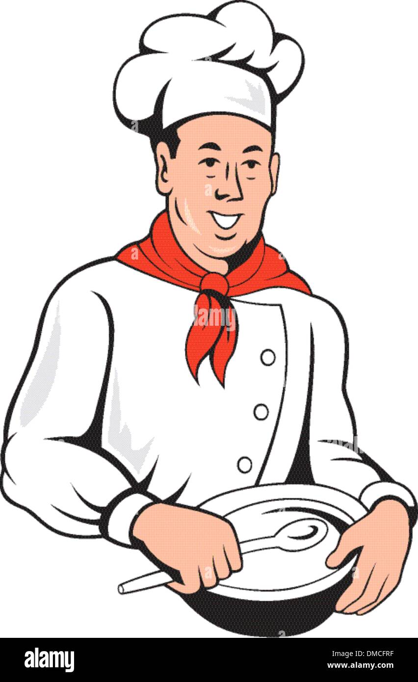 Chef Cook Baker Mixing Bowl Cartoon Stock Vector Image & Art - Alamy