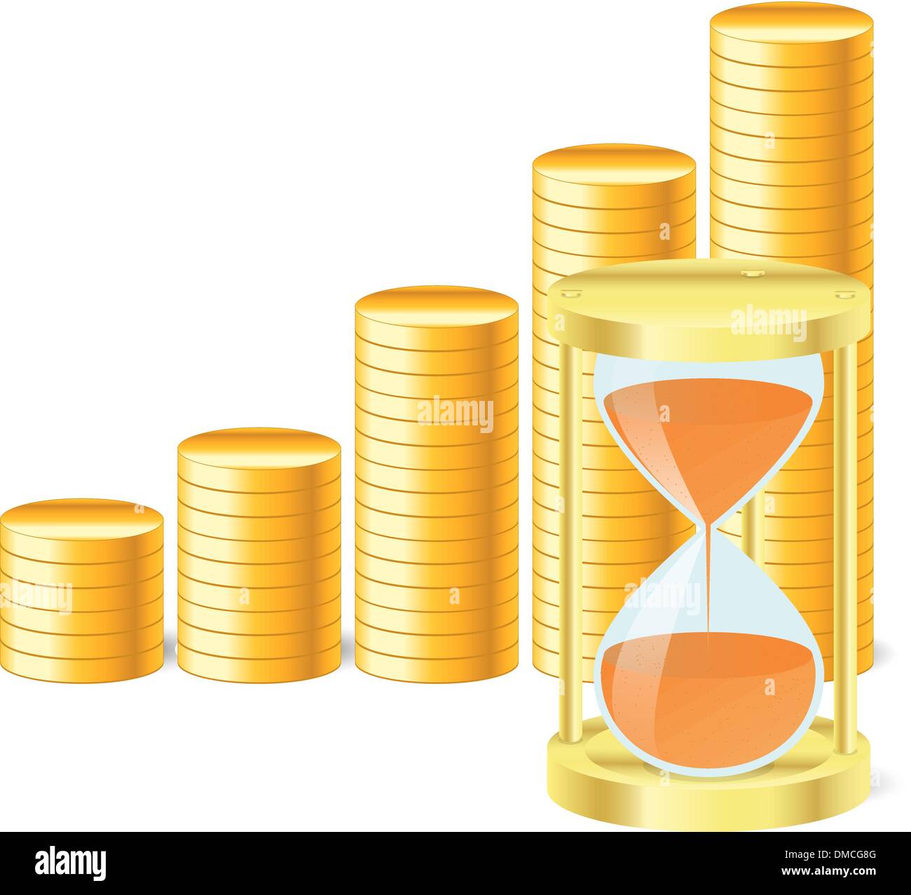 Time money coins clock Stock Vector Images - Alamy