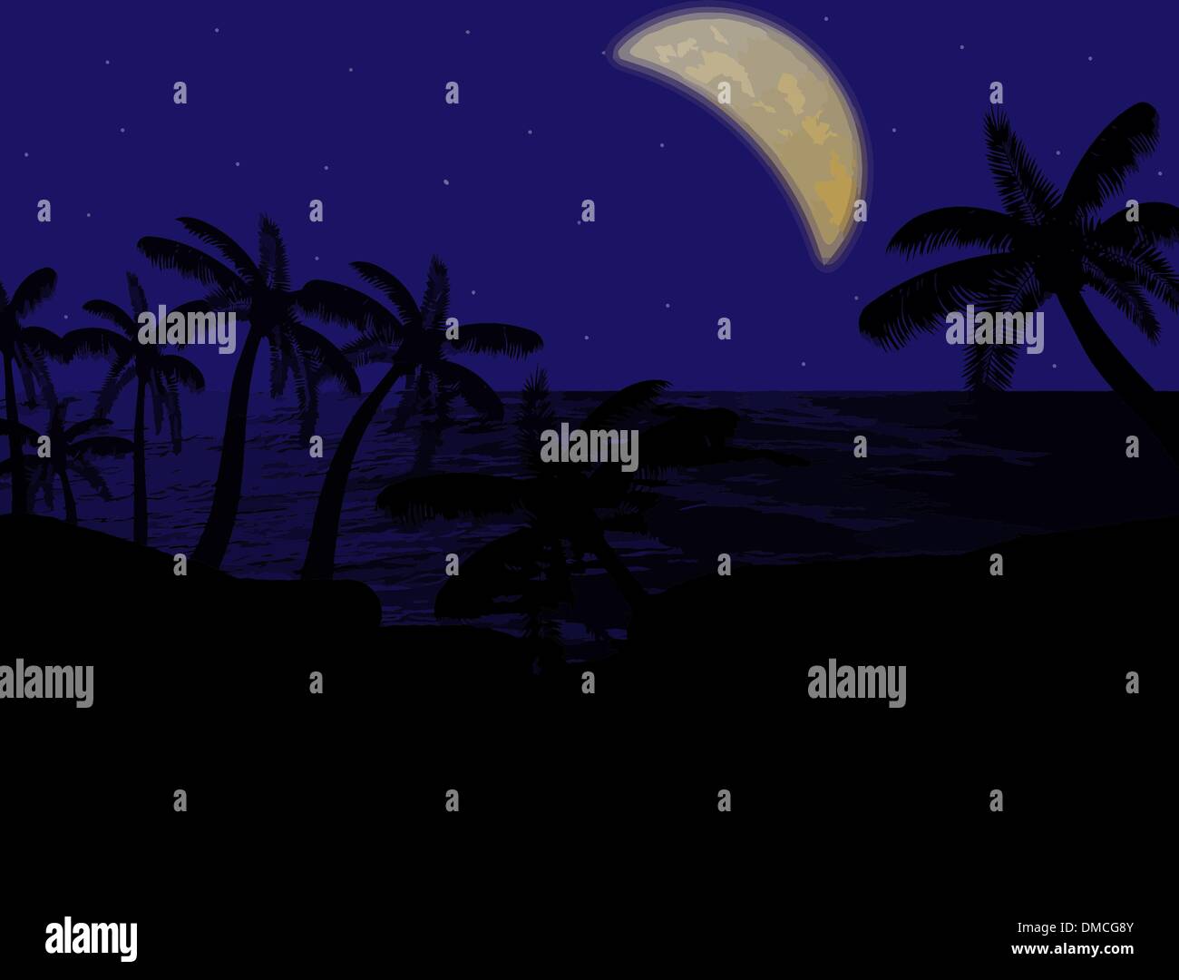 Night scene tree silhouettes Stock Vector Images - Alamy