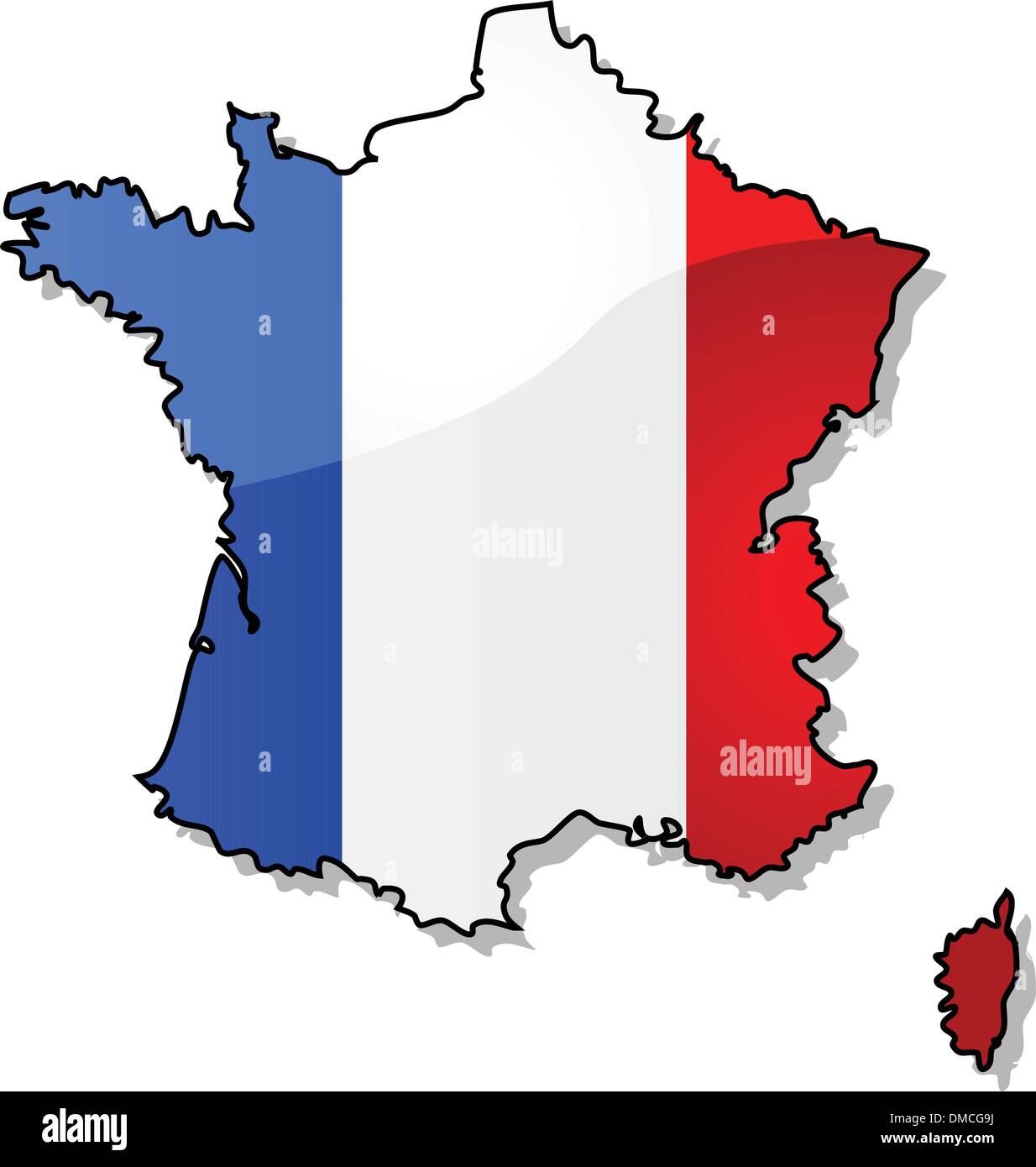 Map of France with flag Stock Vector Image & Art - Alamy