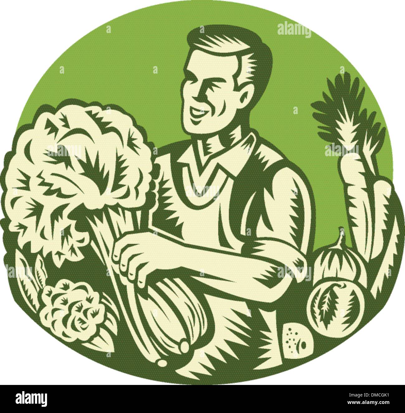 Organic Farmer Green Grocer Vegetable Retro Stock Vector Image & Art ...