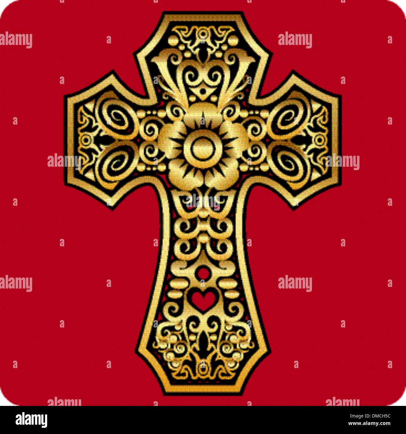 Golden cross ornament Stock Vector Image & Art - Alamy