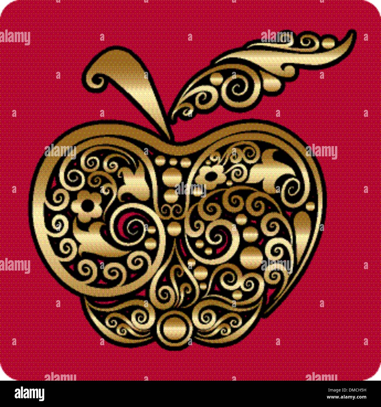 Golden apple ornament Stock Vector Image & Art - Alamy