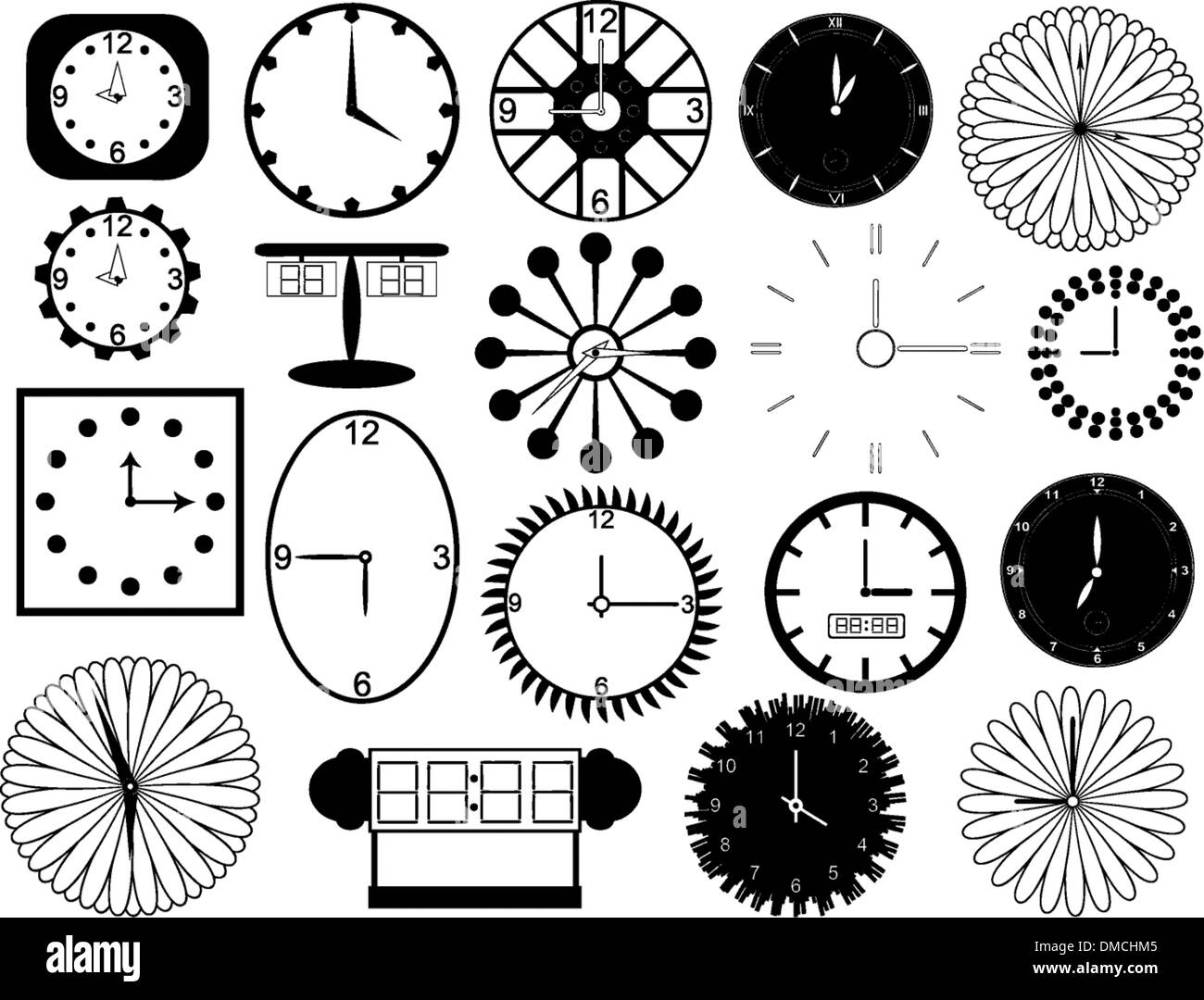 Set of clocks illustration Stock Vector Image & Art - Alamy