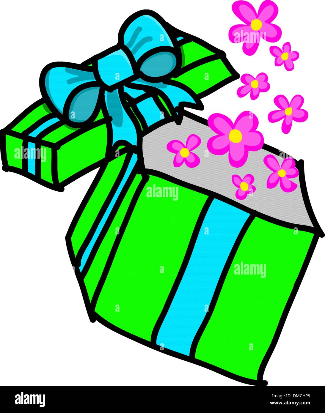 Opened colorful gift box with flower on white background Stock Vector ...