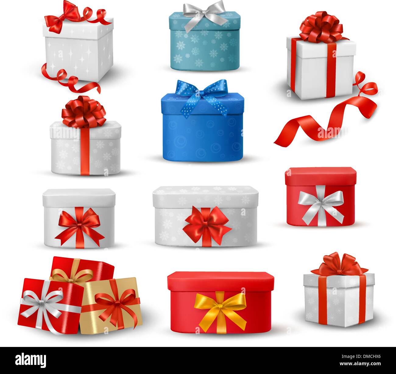 Set boxes ribbons hi-res stock photography and images - Alamy