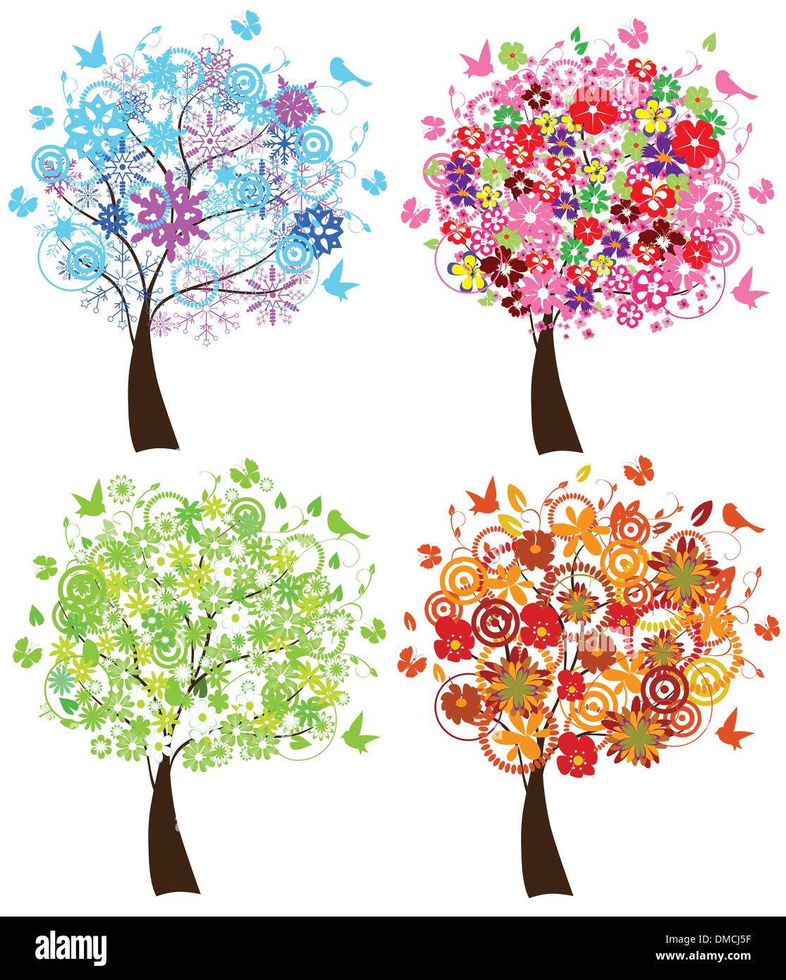 Trees with red leaves all year Stock Vector Images - Alamy