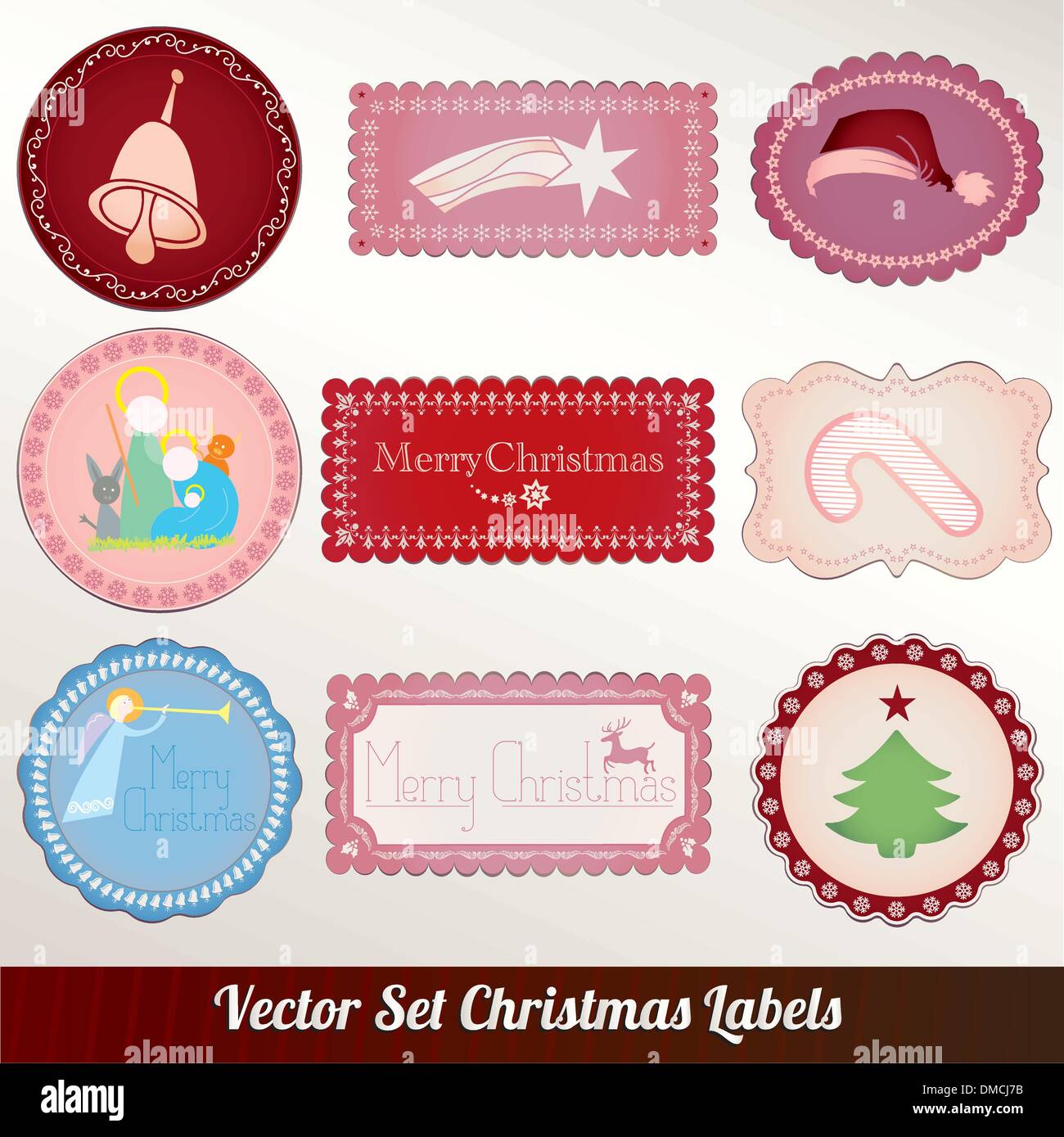 Collection of vintage retro christmas labels Stock Vector Image & Art ...