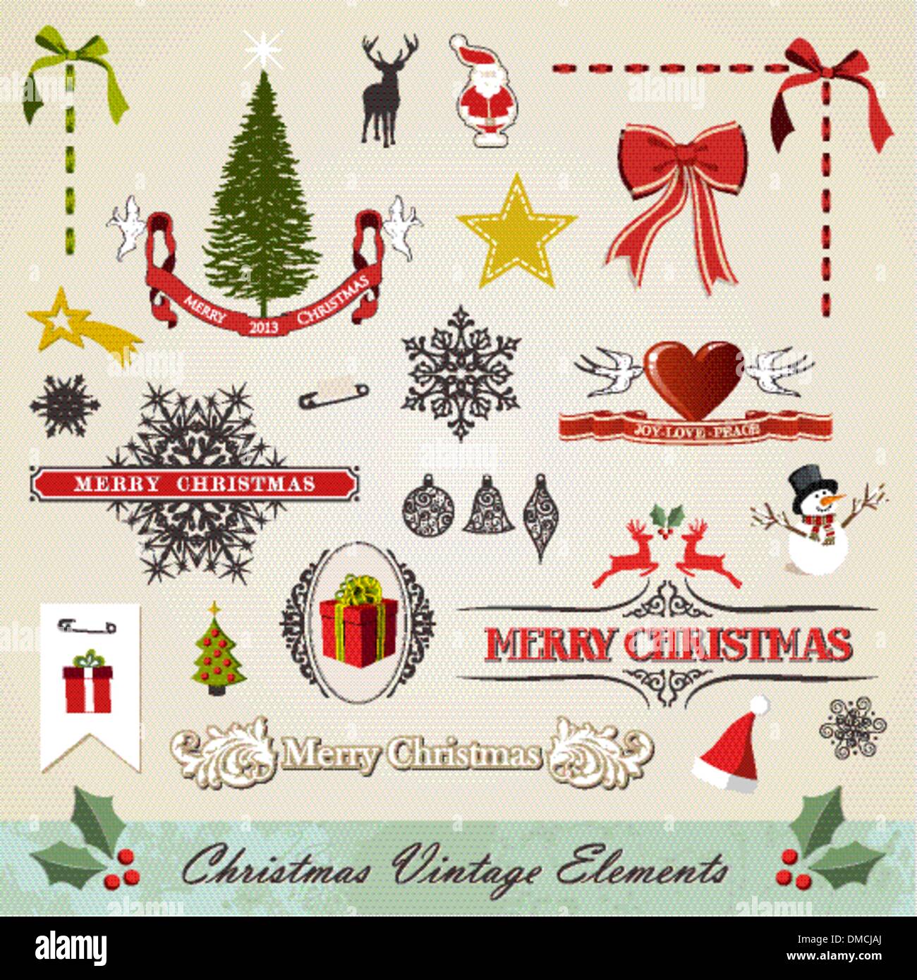 Vintage christmas elements set Stock Vector Image & Art - Alamy