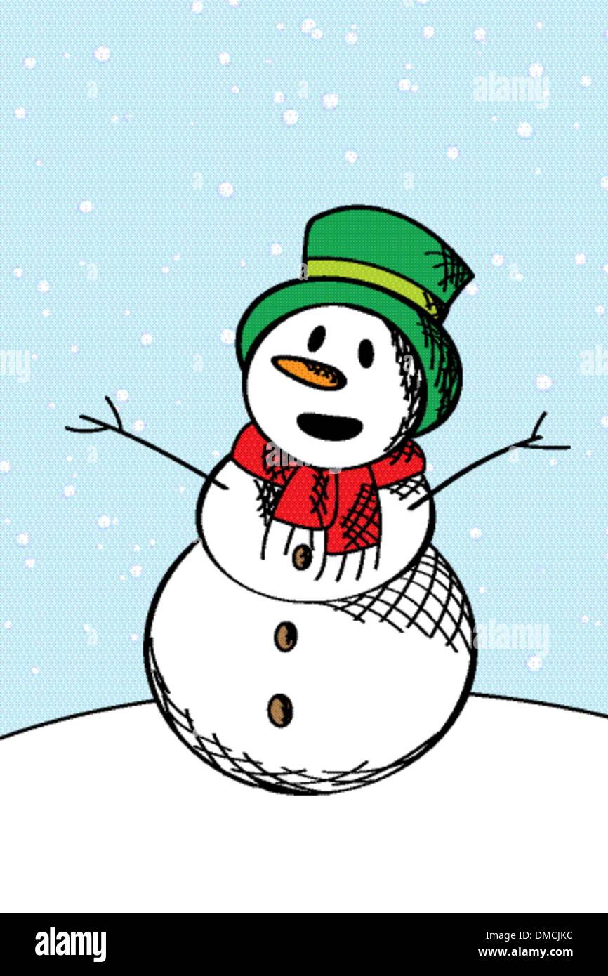 Happy snow man sketch Stock Vector Image & Art - Alamy