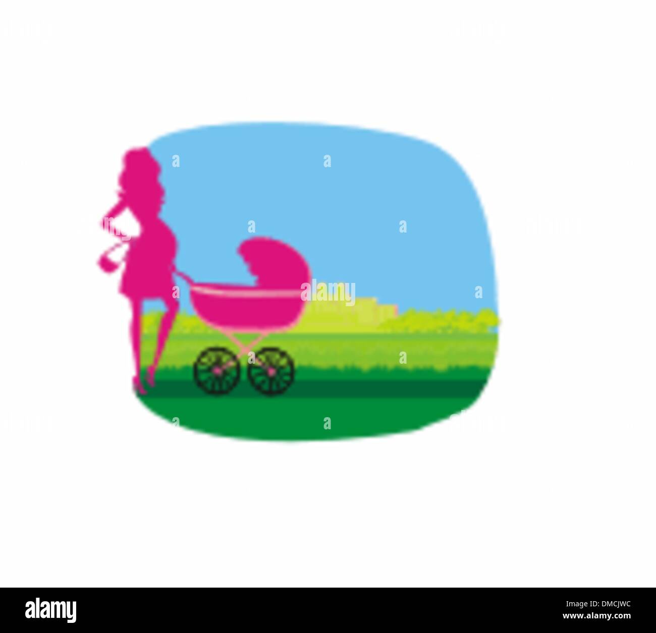 Cartoon pushing baby stroller hi-res stock photography and images - Alamy