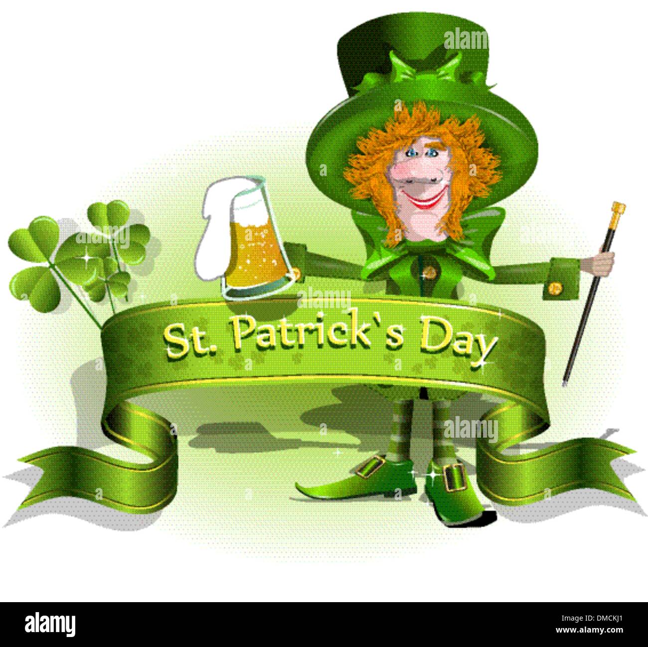 Patrick with beer Stock Vector Image & Art - Alamy