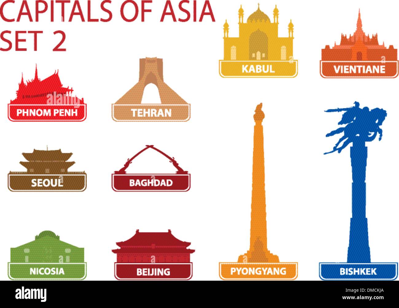 Capitals of Asia Stock Vector Image & Art - Alamy