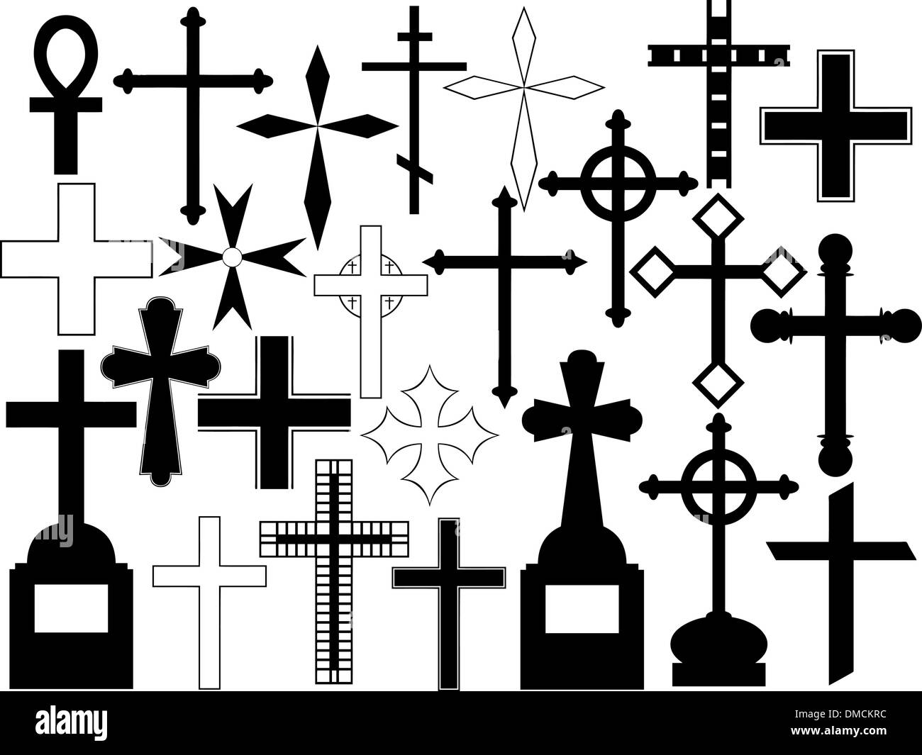 Catholic cross set silhouette Stock Vector Images - Alamy