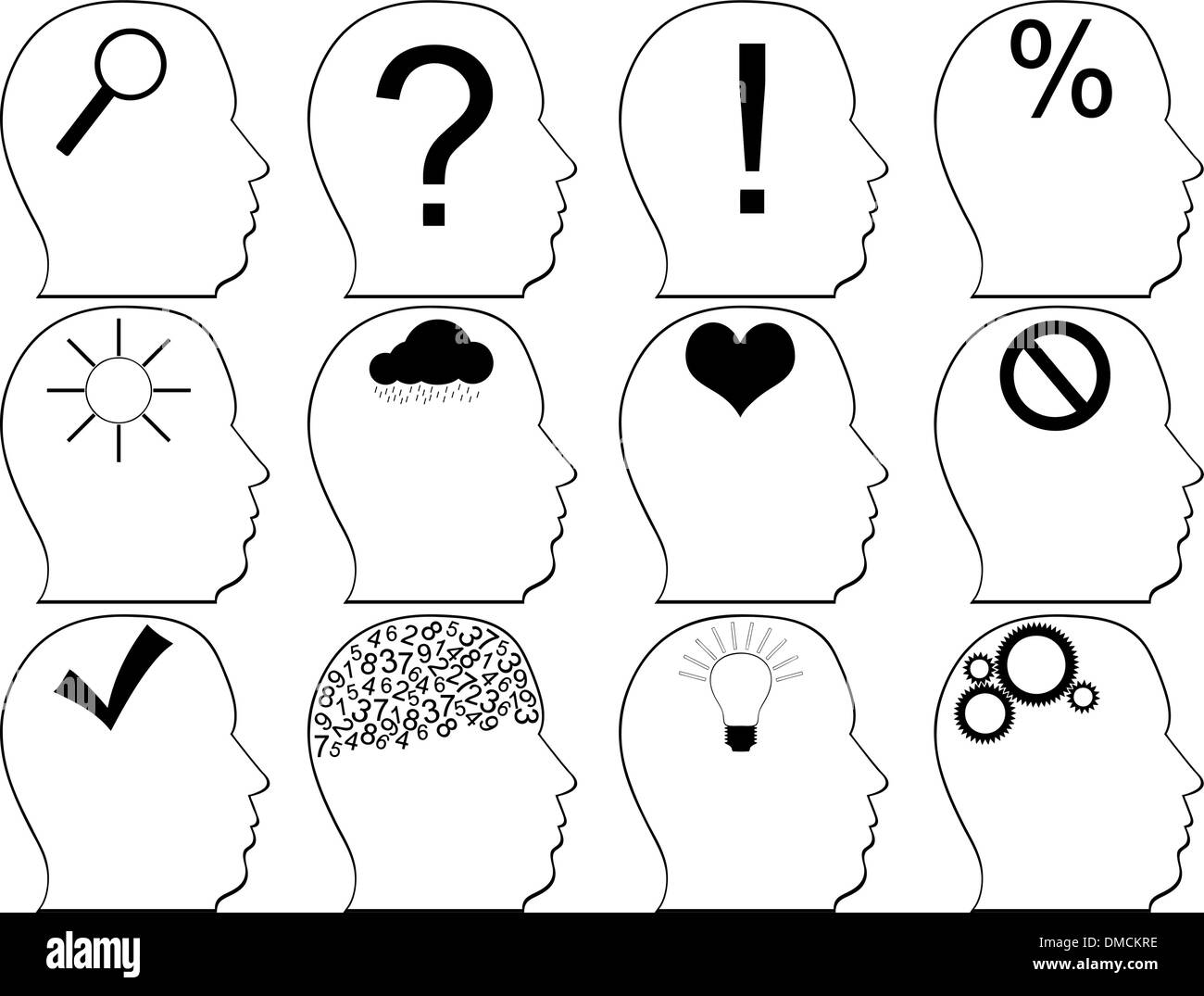 Head icons with idea symbols Stock Vector Image & Art - Alamy