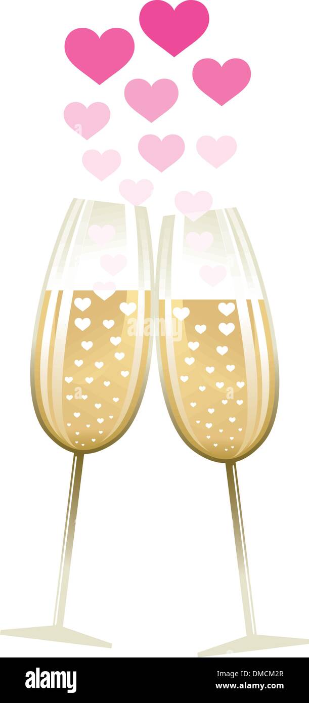 Two glasses champagne red Stock Vector Images - Alamy