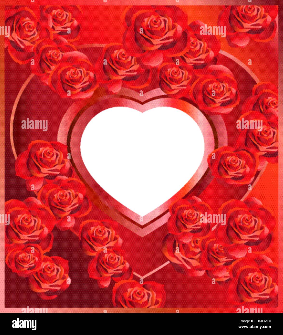 Background with Heart and Roses Stock Vector Image & Art - Alamy