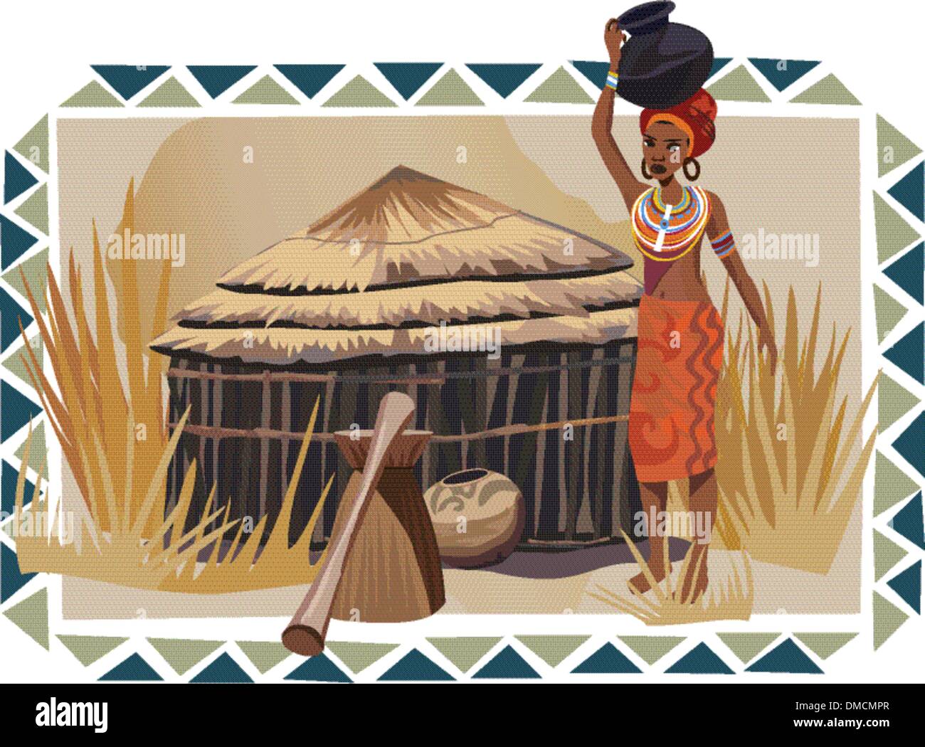 Africa village travel Stock Vector Images - Alamy