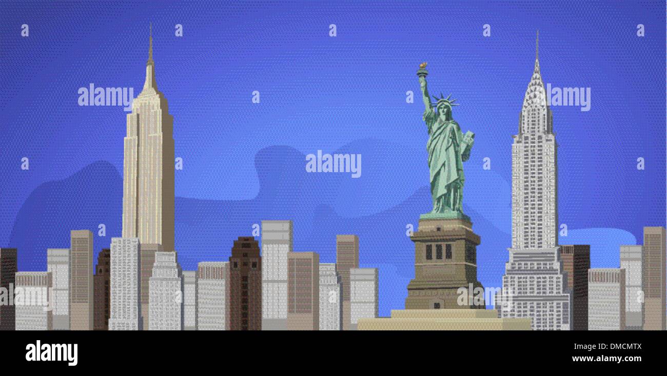 Statue of liberty empire state building and freedom tower Stock Vector ...