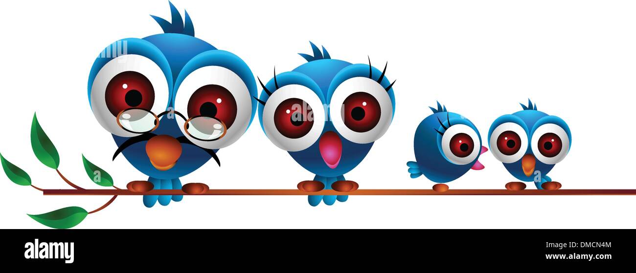 cute blue bird cartoon family Stock Vector Image & Art - Alamy
