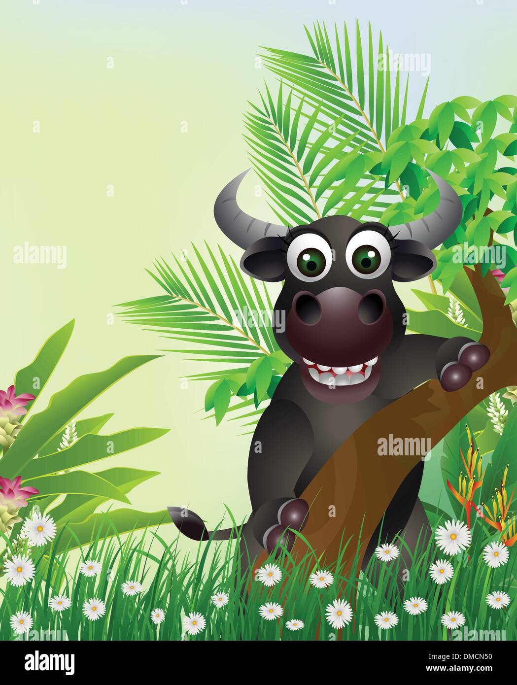 cute buffalo cartoon smiling Stock Vector Image & Art - Alamy