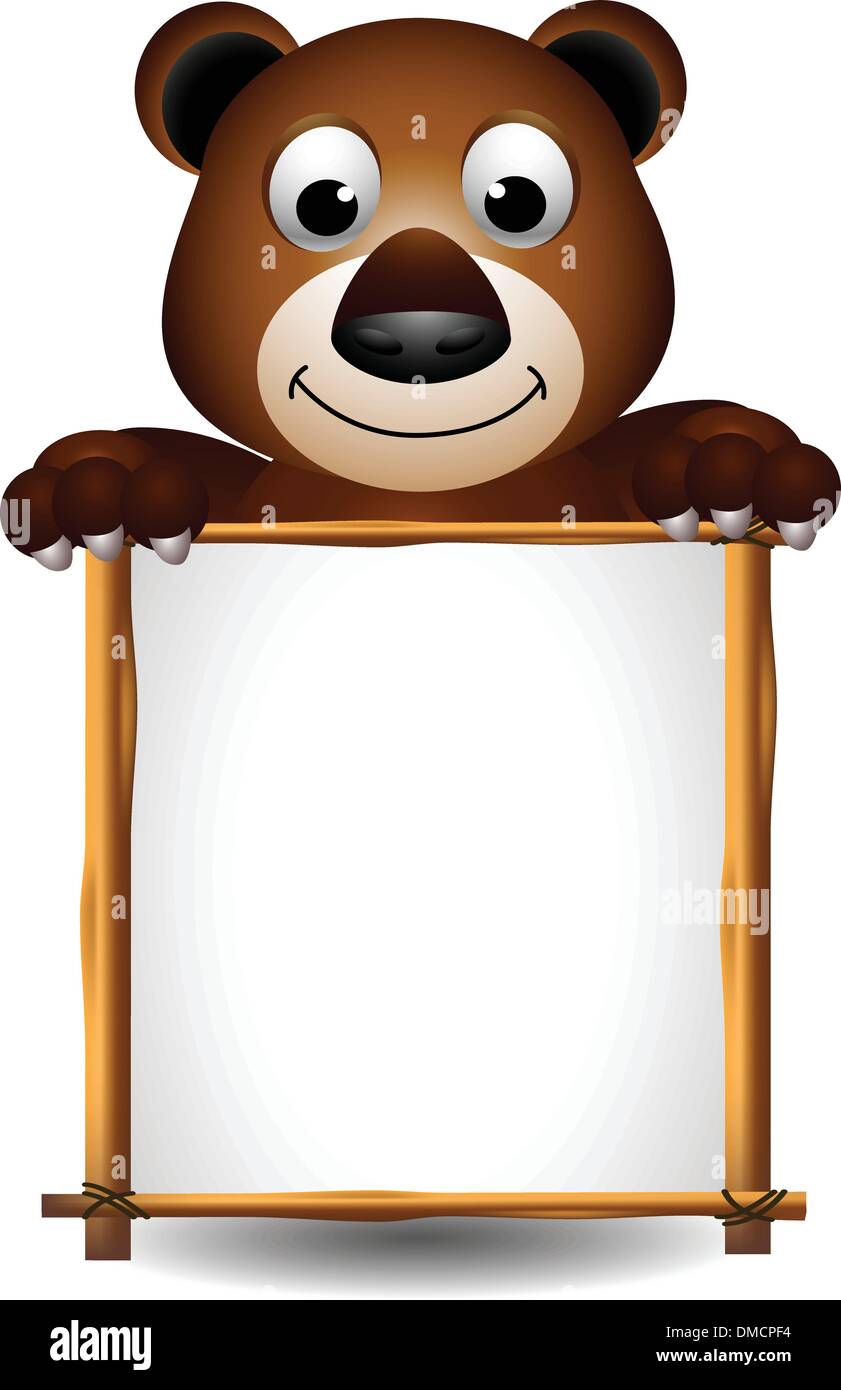 cute brown bear with board Stock Vector Image & Art - Alamy