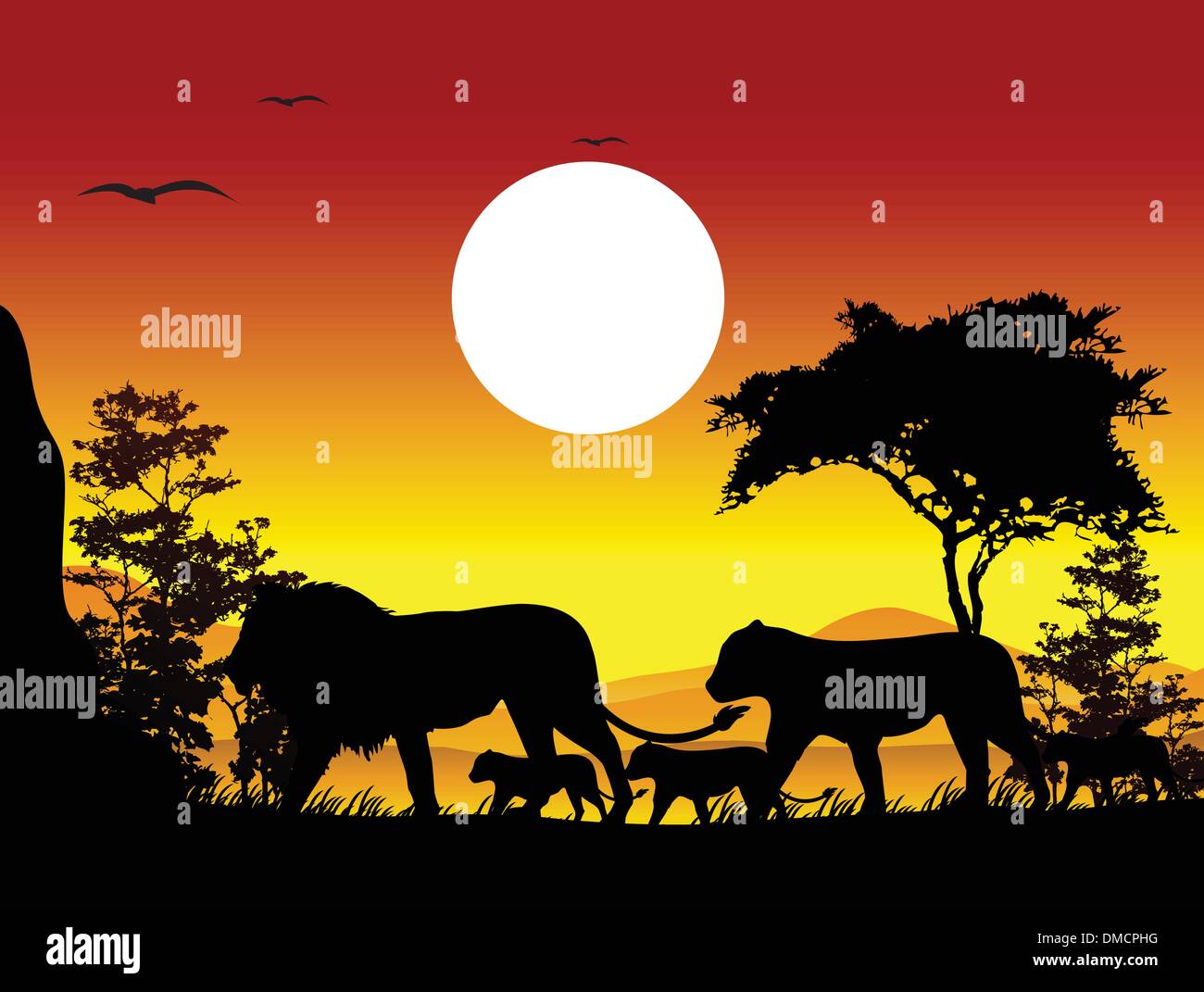 beauty silhouette of lion trip Stock Vector Image & Art - Alamy